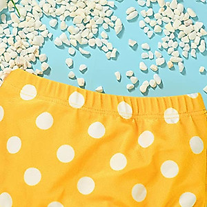 LUZOZEZO Toddler Baby Girls Summer Swimsuit Sleeveless Yellow Polka Dot Swimwear 2-Piece Bathing Suit Beach Bikini