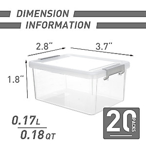 Citylife 20 Packs Plastic Bead Organizers 0.18 QT Clear Storage Containers with Lids for Craft Storage Small Storage Box, 3.7 x 2.8 x 1.8 Inches