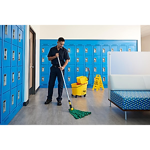 Rubbermaid Commercial Products, WaveBrake - Commercial Industrial Mop Bucket with Side-Press Wringer Combo on Wheels, 35 Quart, Yellow