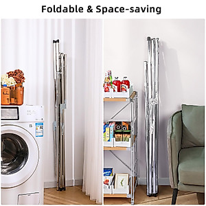 funest Clothes Drying Rack, 79 Inches Adjustable & Foldable Laundry Drying Rack, Heavy Duty Stainless Steel Drying Rack Clothing with 20 Hooks, 12 Clips, Suitable for Indoor, Outdoor and Balcony