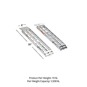 Titan Distributors Titan Ramps 36 x 8 Aluminum Dual Shed Ramps with 4 Rung Spacing, Rated 750 LB Each, Garage Shed Storage, Easy Loading