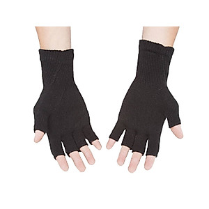 Gravity Threads Unisex Warm Half Finger Stretchy Knit Fingerless Gloves, Kelly Green