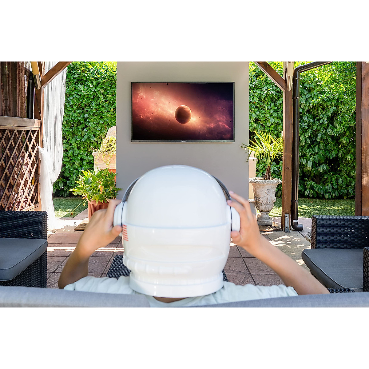 SYLVOX Outdoor TV, 55 inch Waterproof 4K Smart TV, Outdoor Television Support Bluetooth WiFi for Partial Sunshine Areas(Deck Series)