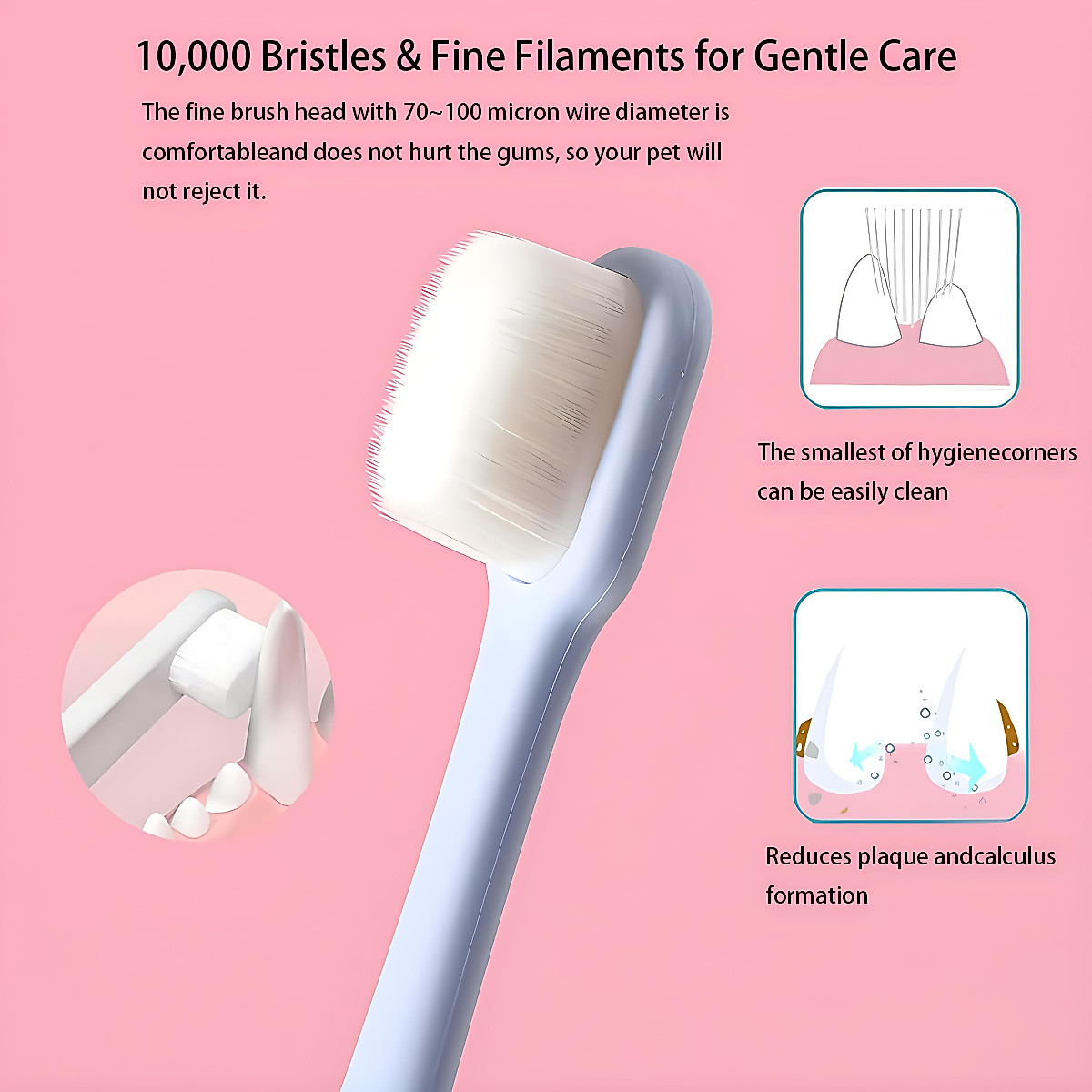 LINGXIYA Pet Toothbrushes Dog Cleaning Toothbrush Extra Soft Dog Toothbrushes for Puppy Small Dog and Cat Teeth Care Dog Toothbrush Pet Cat Dog Toothbrush 4 Pack Kit (Blue/Black/Pink/Brown)