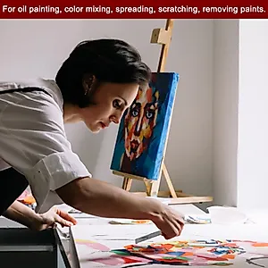 HARFINGTON 4pcs No.4 Palette Knives 15mm Width Stainless Steel Small Pointy Toothed Spatula Painting Pallet Knife with Wood Handle for Oil Acrylic Canvas Mixing Spreading