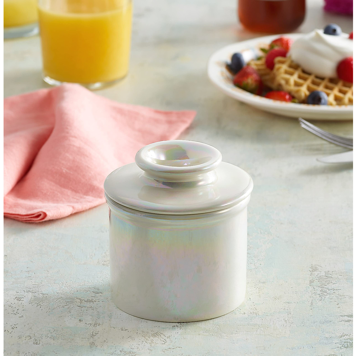 Butter Bell - The Original Butter Bell crock by L Tremain, a Countertop French Ceramic Butter Dish Keeper for Spreadable Butter, Opal