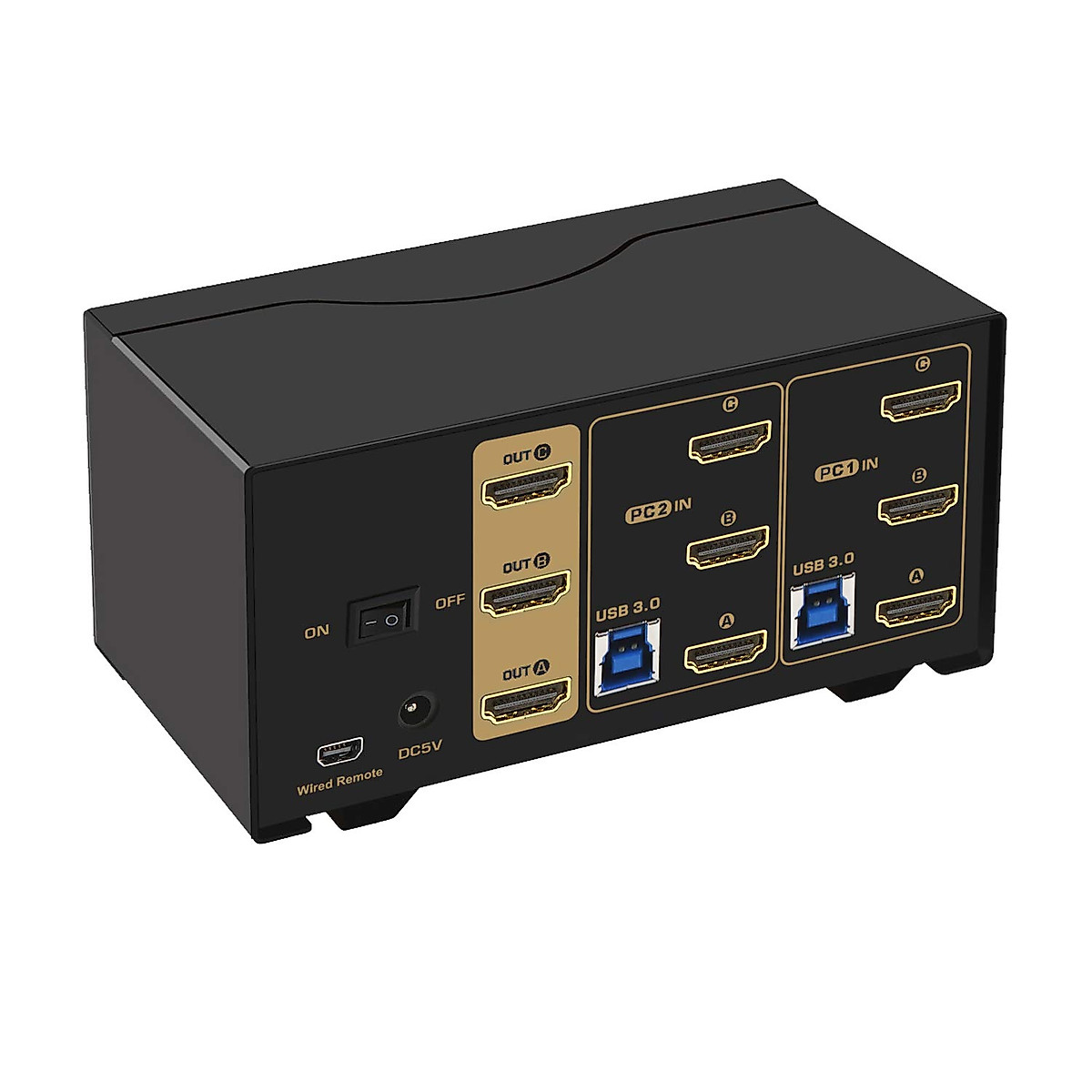 CKL USB 3.0 HDMI KVM Switch Triple Monitor 2 Port Extended Display 4K 60Hz with Cables and Audio 923HUA-3