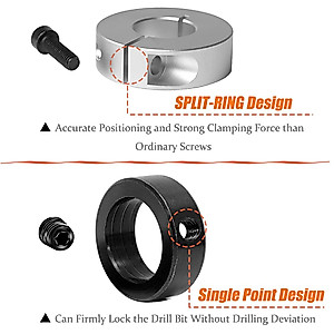Saipe Drill Bit Stop Collar Split Ring Design Drill Bit Depth Stop Kit Includes 8pcs Imperial Sizes 1/8”- 1/2”and 8pcs Metric Sizes 3mm-16mm with Allen Wrench