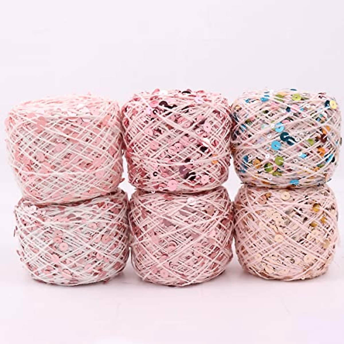 Hoxekle 50g/Ball 140M Cotton Yarn 6mm/3mm Sequin Yarn DIY Garment Accessories Rag Knitting Yarn for DIY Making (Color : 1 - Colorful Sequins)