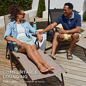 Best Choice Products Set of 2 Outdoor Patio Chaise Lounge Chair Adjustable Reclining Folding Pool Lounger for Poolside, Deck, Backyard w/Steel Frame, 250lb Weight Capacity - Brown