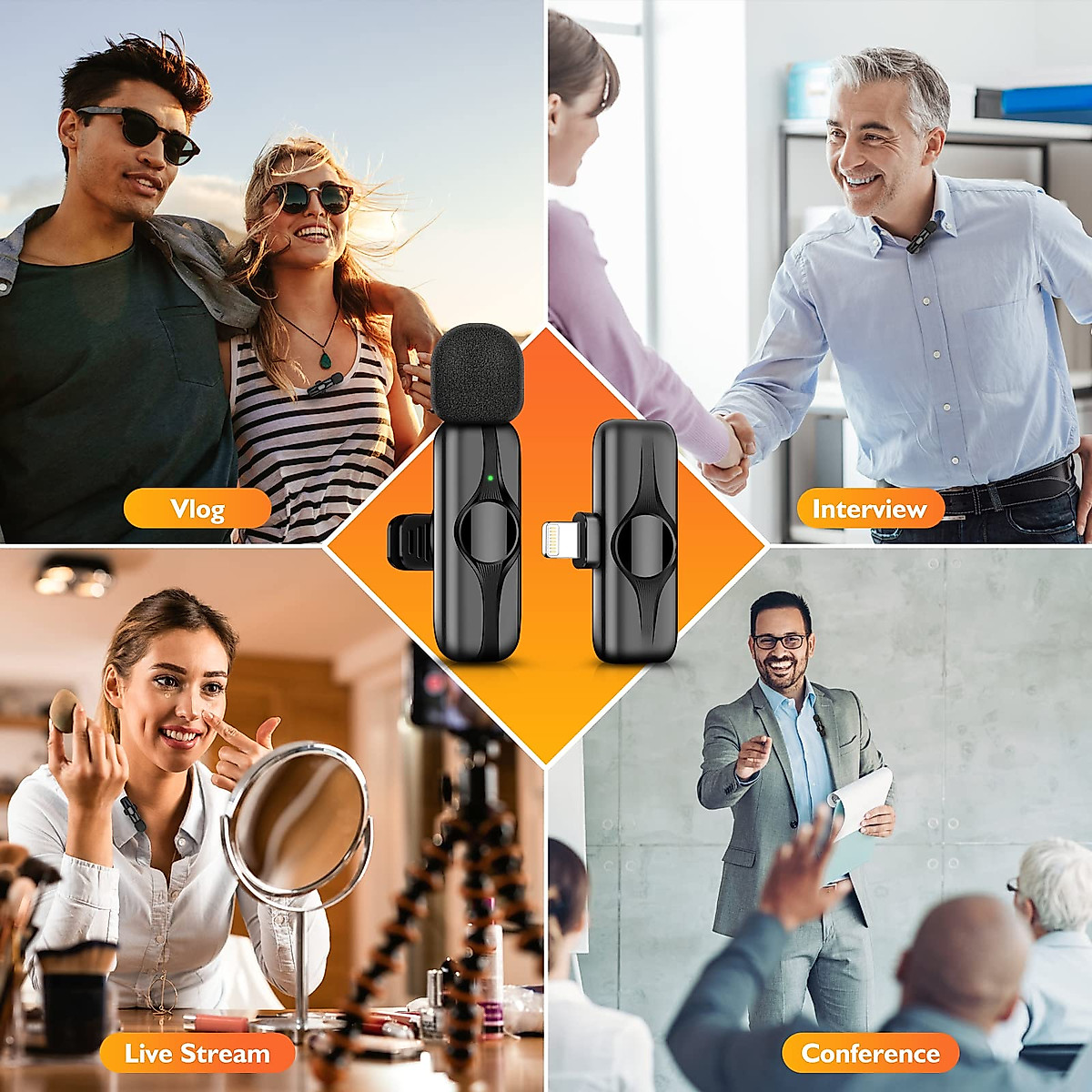 Yeevastte Mini Wireless Lavalier Microphone for iPhone ipad - Professional Wireless Lapel Mic with Long Battery Life Suitable for Video Recording, Life Streaming, Interview, Vlog, YouTube