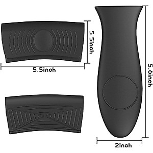 4 Pack Silicone Hot Skillet Handle Holder and Pot Holders Cover Sleeve, Heat Resistant Cast Iron Potholder Protectors Grip, Anti-Spill Non-Slip Cookware Handles for Pans,Oven