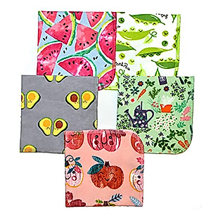Farmers Market Printed Flannel Paperless Towels 1 Ply 12x12 Inches Set of 5