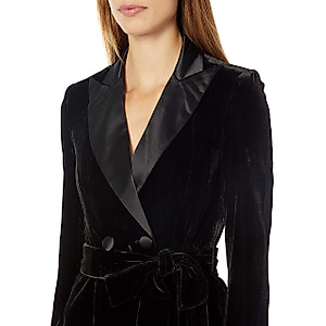 Jill Jill Stuart Women's Satin Velvet Jumpsuit and Jacket Set, Black, 4
