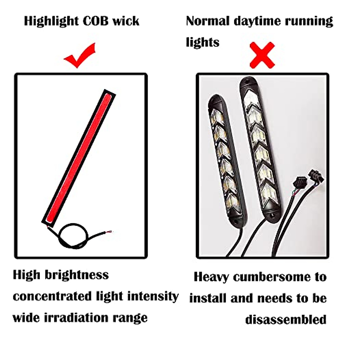 2PCS 170MM A Variety of Colours DRL LED Strip Lights for Car,COB LED Hood Light,Daytime Running Lights,Fog Lights,12v Waterproof Car Decor Light Strip for Truck SUV Boat RV Motorcycles (Red-2pcs)