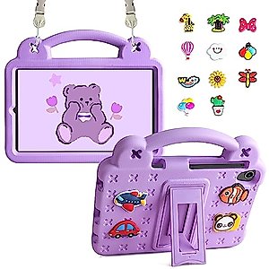 VOFUOE for TCL Tab 8 LE Tablet Case with Shoulder Straps Stand Handle DIY Accessories for Kids, EVA Shockproof Cover for TCL Tab 8 LE (9137W)/ TCL Tab 8 WiFi(9132X) 8.0 Inch 2023-Purple