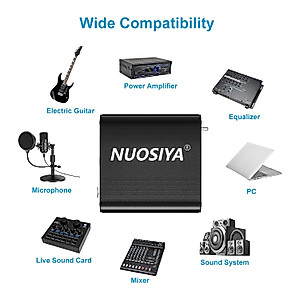 NUOSIYA Phantom Power 48V, 1-Channel Phantom Power Supply for Condenser Microphone with 10Ft XLR Female to Male Mic Cable，Dual Charging Ports, Metal Box, Black