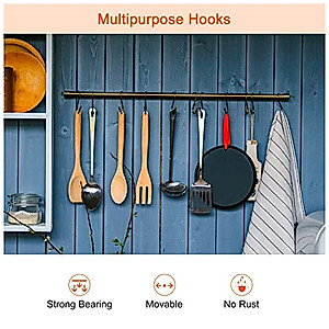 uxcell S Hooks 3.5 inch Stainless Steel Hanger for Hanging Kitchenware, Bathroom Supplies, Apparel, Silver Tone 4Pack