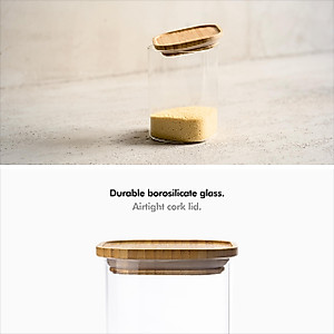 KIVY Square Glass Jars with Bamboo Lids [3x 40oz] Stackable & Airtight Glass Jars - Glass canisters with airtight lids - Glass containers with bamboo lids - Glass storage jars with airtight lids