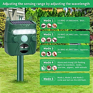 2 PCS Solar Ultrasonic Animal Repellent Outdoor Cat Deterrent with PIR Motion Sensor Flash Light to Scare Away Cat Dog Raccoon Skunk Deer Rabbit, Deer Repellent Skunk Repellent Dog Repellent for Yard
