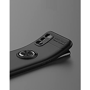 Asuwish Phone Case for Oppo Realme 7 Pro with Tempered Glass Screen Protector Cover and Cell Accessories Stand Kickstand Ring Holder Soft TPU Silicone Rubber Protective Realme7 7Pro Women Men Black