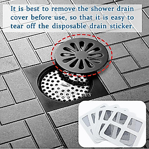 4" X 4"Disposable Floor Drain Sticker Shower Drain Hair Catcher Shower Drain Cover Hair Catcher Mesh Stickers for Bathroom Washbasin Bathtub Kitchen Sink for Human and Pet Hair (50pcs)