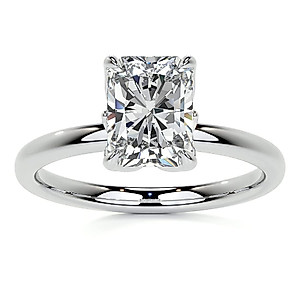 10K Solid White Gold Handmade Engagement Ring 3 CT Radiant Cut Moissanite Diamond Solitaire Wedding/Bridal Ring for Women/Her Gorgeous Rings Set (5.5)