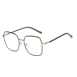 Shiratori Classic woman's metal big face nerd glasses frame Clear lenses Green