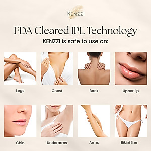 Kenzzi IPL Hair Removal Handset for Women & Men: Pain-Free & Long-lasting Solution for Body & Face Hair Removal, An Alternative to Salon Laser Hair Removal Treatments, Permanent Results