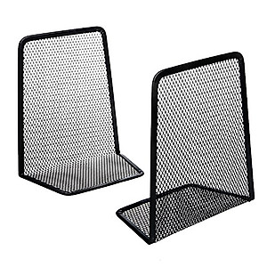 luosh 1 Pair Mesh Bookends Metal Desk Bookends Desk Organizer Desktop Office Home Book Support for Shelves