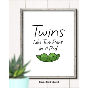 Govivo Twins | Like Two Peas In A Pod - Wall Decor Art Print with a black background - 8x10 unframed typography artwork printed on photograph paper