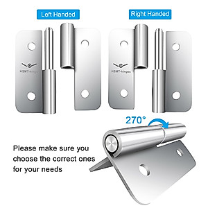2.5 Inch Lift Off Hinges, 304 Stainless Steel Small Slip Joint Flag Hinges, Removable Hinges for Wooden Metal Doors, Cabinet Doors, Metal Boxes and More (Left Handed, 4 PCS)
