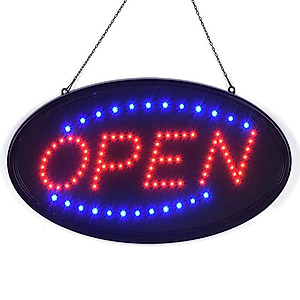 KEBE LED Open Sign, Bright High Visibility Advertisement Board Electric Display Sign Flashing Light for Business Walls Window Shop Bar Hotel, Two Modes, 19"x10"