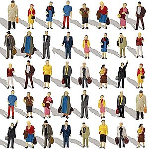 P8712 40pcs All Standing Pose Figures Assorted HO Scale Person Model Train Street People Desktop Decoration