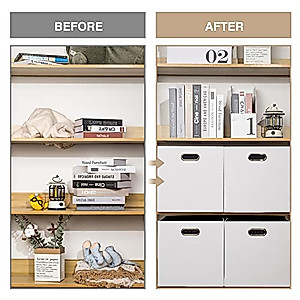Jermichoc Storage Bins Cube Organizer 4 Pack, 13inch Foldable Square Storage Basket with Dual Metal Handles Decorative for Home Closet Shelf Cabinet Wardrobes (White)