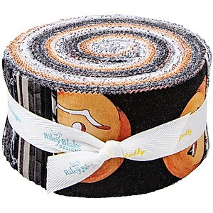 J Wecker Frisch Pumpkin Patch Rolie Polie 40 2.5-inch Strips Jelly Roll Riley Blake RP-14570-40