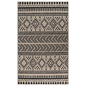Lahome Boho Easy Jute Area Rug - 3x5 Machine Washable Front Door Mat Black Entryway Rug Geometric Kitchen Rugs, Southwestern Non Slip Indoor Outdoor Rug Kitchen Carpet for Living Bedroom Office Foyer