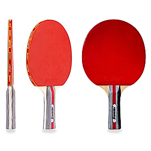 Franklin Sports Ping Pong Paddle - Performance Table Tennis Racket - Wooden Pro Style Paddle with Rubber Surface - Red + Gray