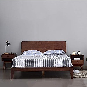 SJYDQ Nordic All Solid Wood Bedroom Bedside Table Home Log Bed Simple Storage Cabinet Walnut Color (Color : Black)