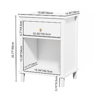 ABEJOJO Nightstand, 26.77''H Wooden End Table with One Drawer One Shelf, Solid Wood Legs, Bedside Table for Bedroom (White)