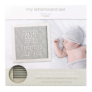 Little Pear 10" x 10" Letterboard Set, Includes 188 Letters, Perfect Message Board for Home or Rustic Nursery, or use for Photo Sharing, Baby Announcement, Gray