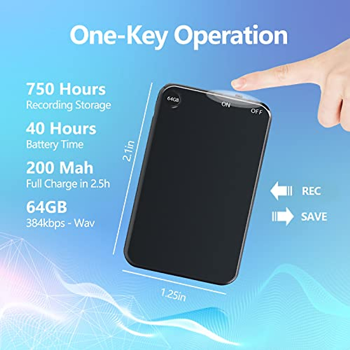 64GB Voice Recorder, Telele Voice Activated Recorder with 40 Hours Battery Time and 750 Hours Recording Capacity, Small Audio Recorder for Lecture, Meeting, Interview and More