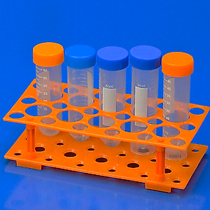 Test Tube Rack, Centrifuge Tube Holder (2 Pack - Blue and Orange) for 10ml, 15ml, 50ml, Detachable Plastic Stand, 28 Well
