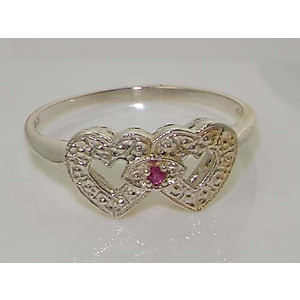 LetsBuyGold 925 Sterling Silver Natural Ruby Womens Sweetheart Ring - Sizes 4 to 12 Available