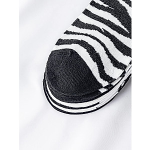 OYOANGLE Women's 6 Pairs Womens Funny socks Cozy Cute Printed Patterned Fun Socks Novelty Socks for Women Gifts Black and White Print One Size