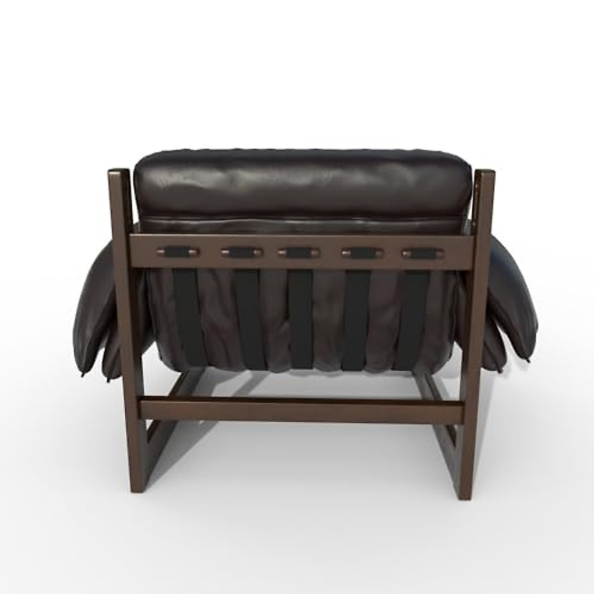 Oversized Accent Chair, Down-Filled Upholstered Armchair, Mid Century Oil Wax Leather Wood Legs, Adjustable Comfy Singel Sofa, Lazy Lounge Chair 33.5'' W for Living Room, Bedroom, Office, Dark Brown