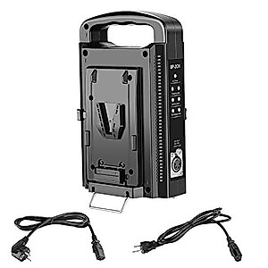 Neewer BP-2CH Dual Channel V-Mount/V Lock Battery Charger with DC 16.5V Power Supply Output Compatible with Any V-Mount Battery (XLR Cable/Battery Not Included)