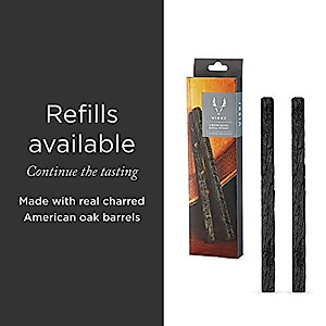 Viski Alchemi Liquor Aging Kit 2 Charred American Oak Wood Sticks with Stopper Pourer, Stainless Steel, Silicon, Black, 1x7.85x3