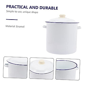 SECFOU Enamel Bucket Ceramic Cookware Cookwear White Buckets Water Bucket with Cover Rustic Rice Storage Container Home Water Bucket Water Bucket Enamel Water Bucket Home Bucket Enamel