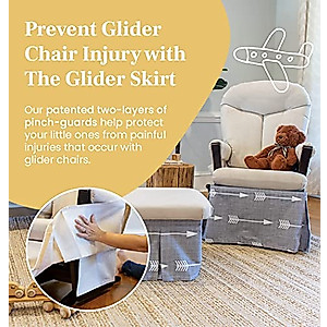 Glider Skirt, Universal Fit Safety Skirt for Glider Chair and Ottoman for Nursery, Baby Proofing Pinch Guard, Glider Chair and Ottoman Sold Separately, Slate Arrow Style